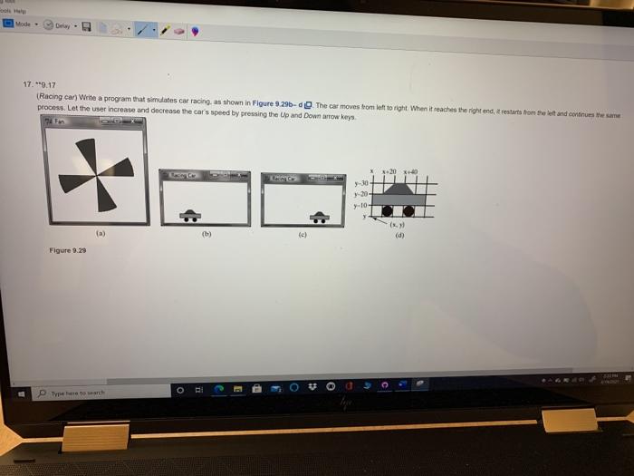 Solved Mode - De 17.9.17 Racing car) Write a program that | Chegg.com