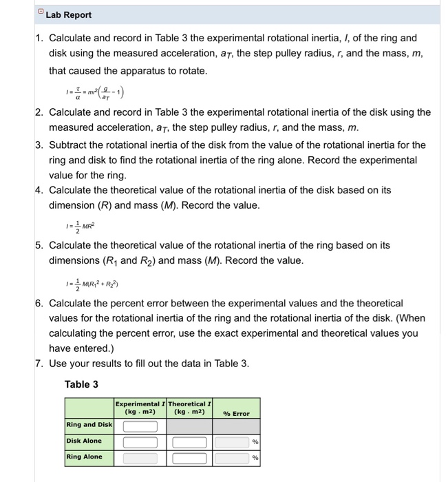 Solved Calculate and record in Table 3 the experimental | Chegg.com