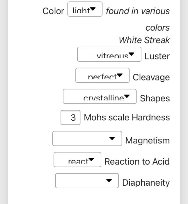 Solved Examine and record the properties of Calcite o | Chegg.com