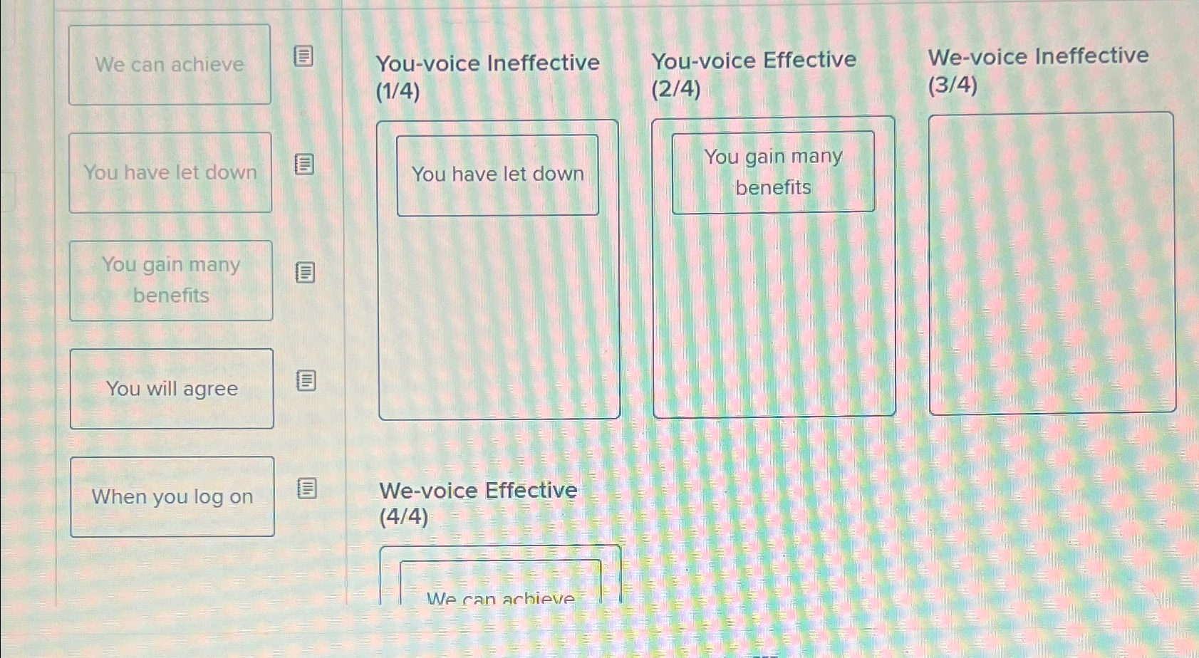 Solved You-voice Effective(2/4)We-voice Ineffective | Chegg.com
