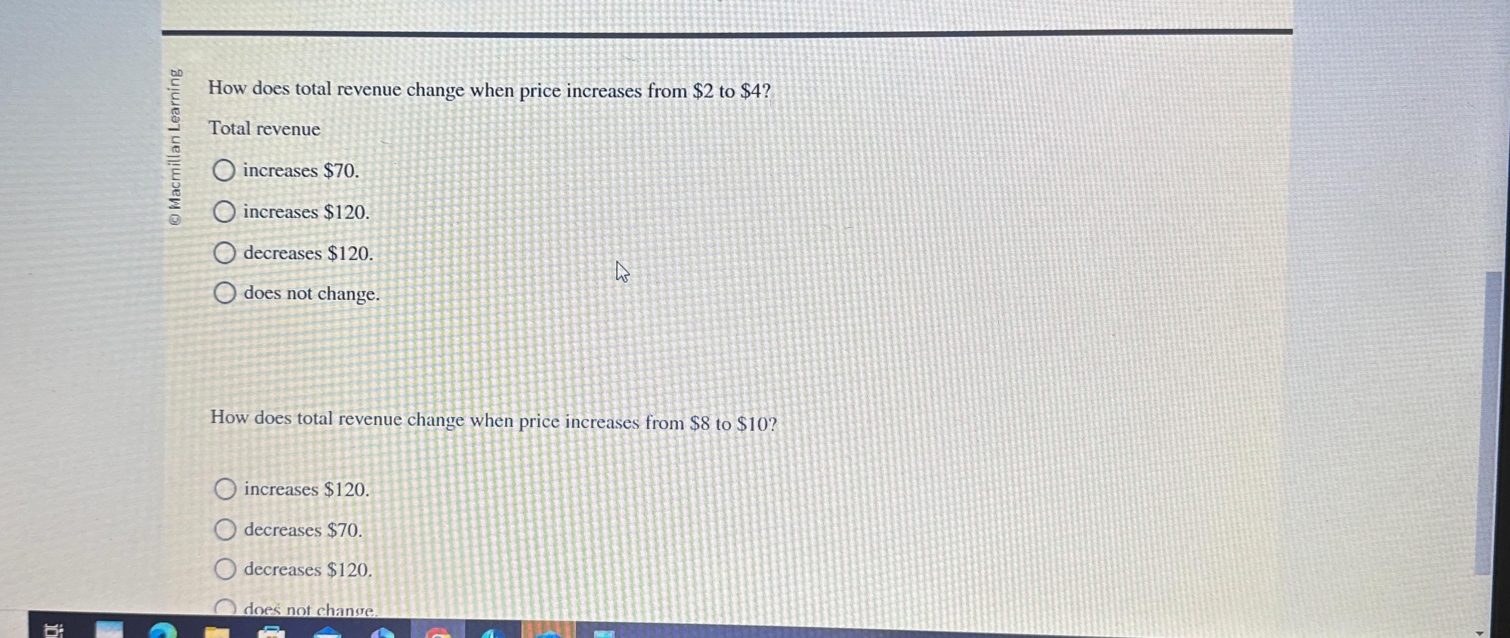 Solved How does total revenue change when price increases | Chegg.com