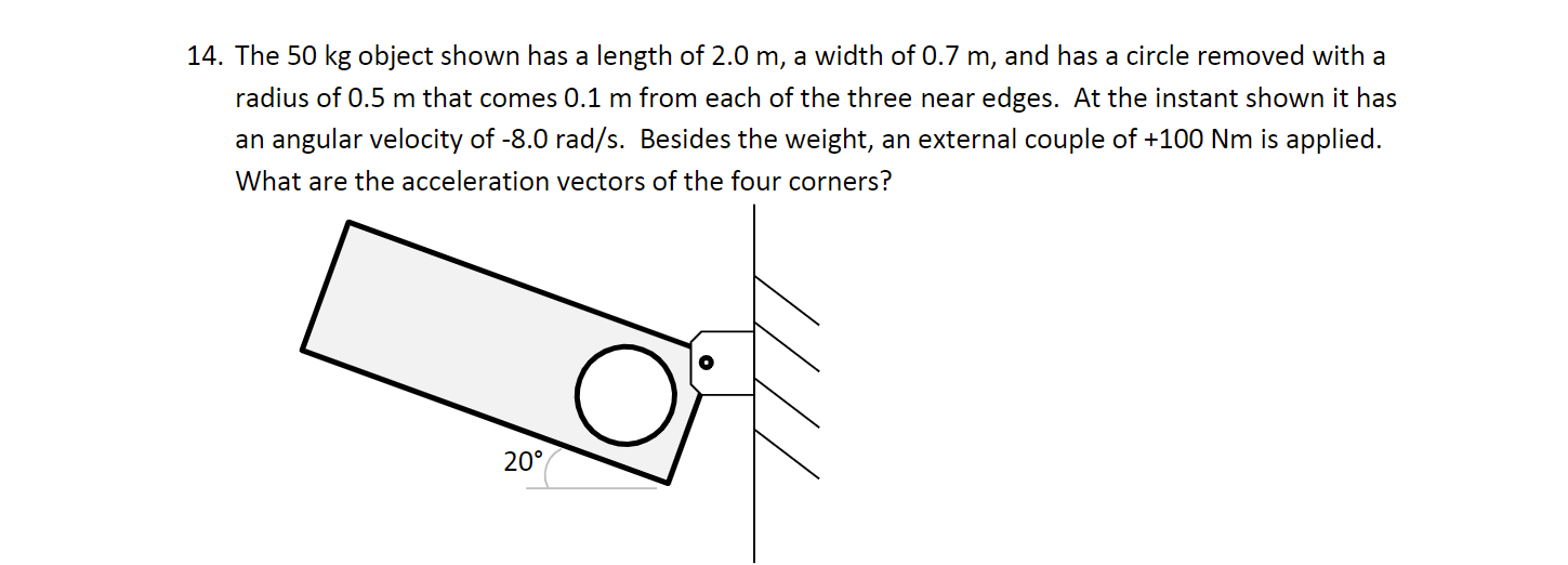 Solved The 50 ﻿kg object shown has a length of 2.0 ﻿m, ﻿a | Chegg.com