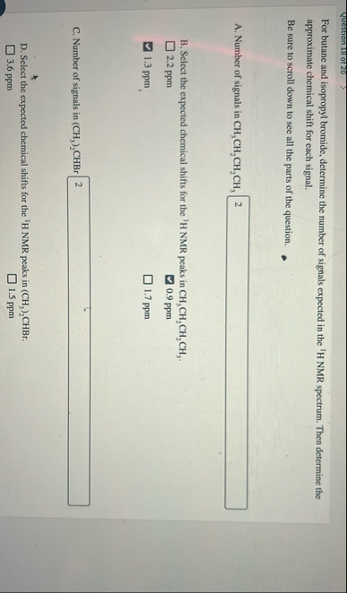 Solved Question 18 ﻿or 20For butane and isopropyl bromide, | Chegg.com