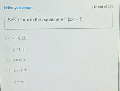 Solved Select your answer(15 ﻿out of 25)Solve for x ﻿in the | Chegg.com