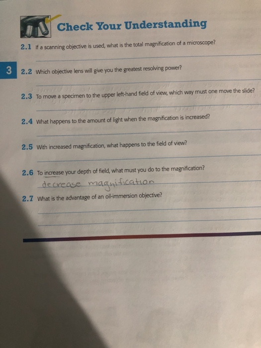 Solved Check Your Understanding 2.1 If a scanning objective | Chegg.com