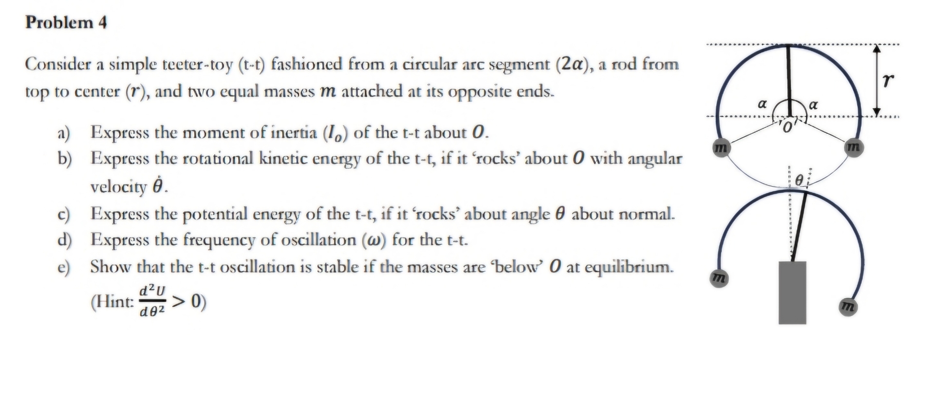 Solved Problem 4Consider a simple teeter-toy (t-t) | Chegg.com
