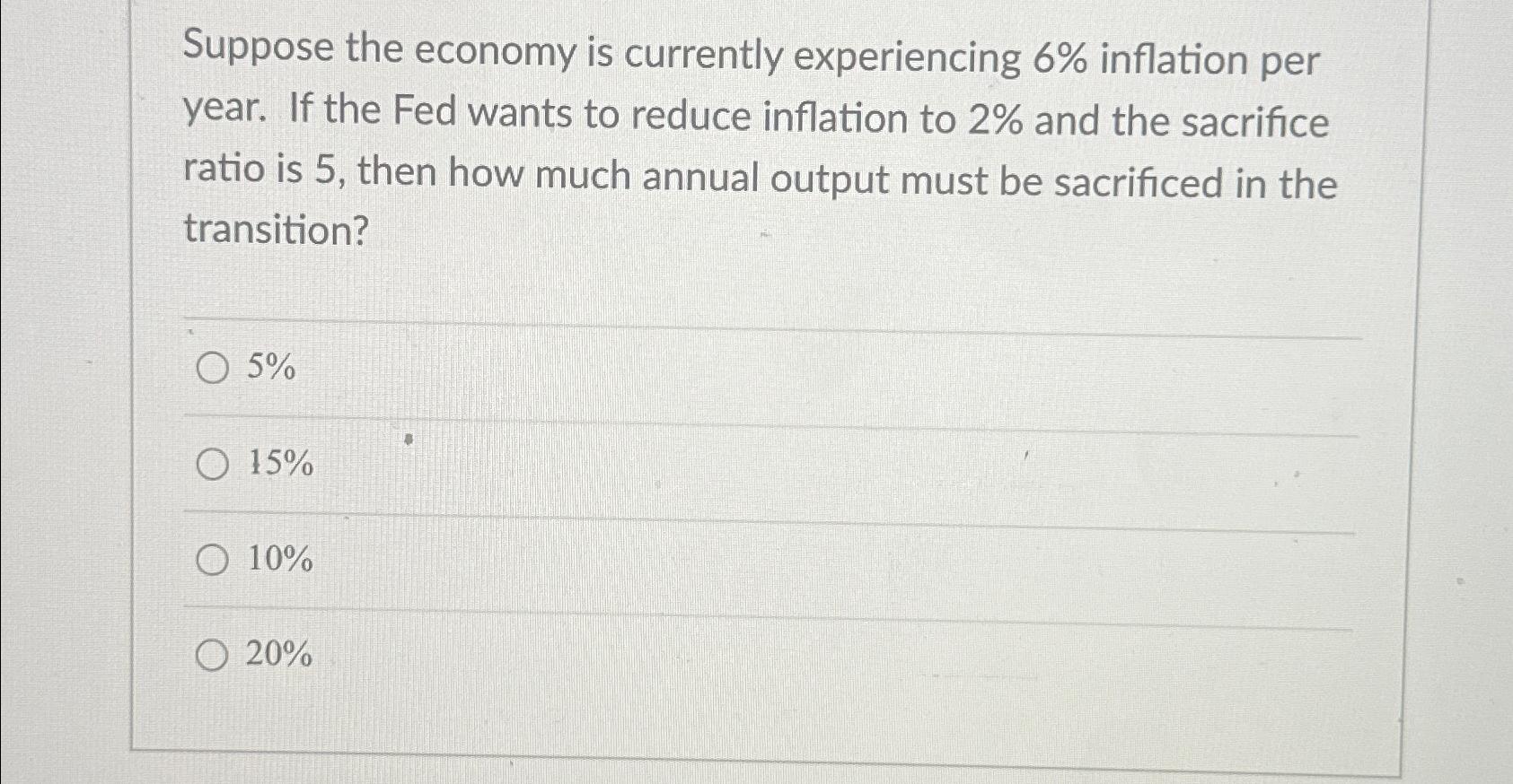 Solved Suppose the economy is currently experiencing 6% | Chegg.com