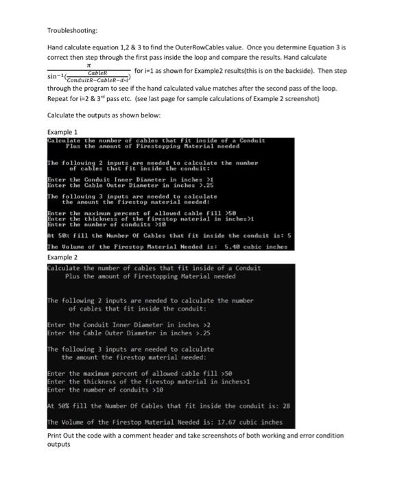 Solved Troubleshooting: Hand calculate equation 1,2&3 to | Chegg.com