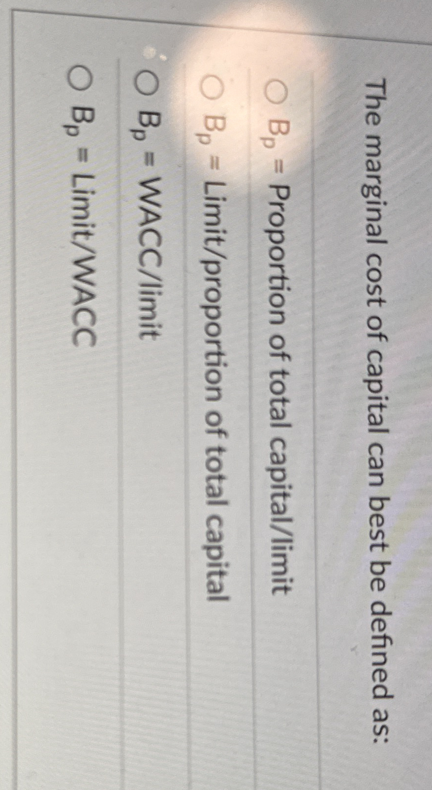 Solved The marginal cost of capital can best be defined | Chegg.com