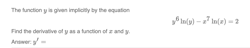 Solved The function y ﻿is given implicitly by the | Chegg.com