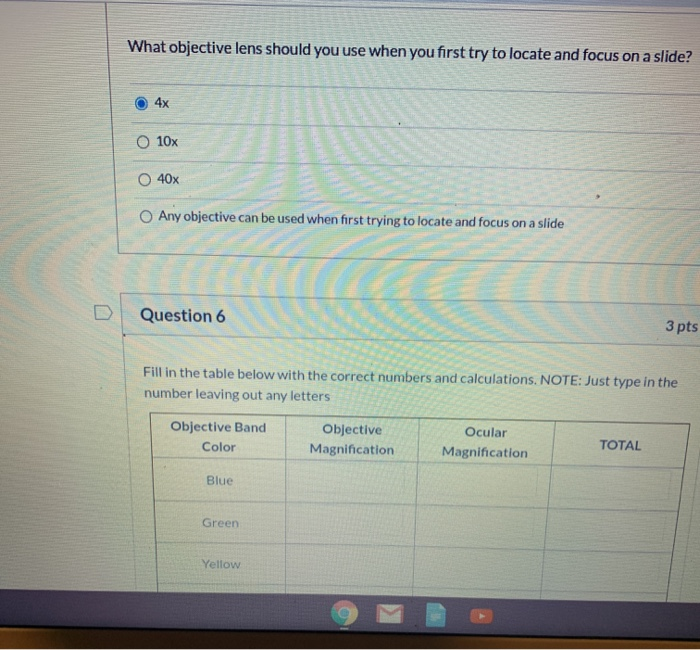 Solved What objective lens should you use when you first try | Chegg.com
