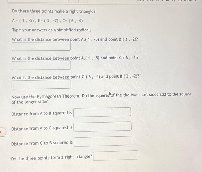 Solved Do these three points make a right triangle? | Chegg.com