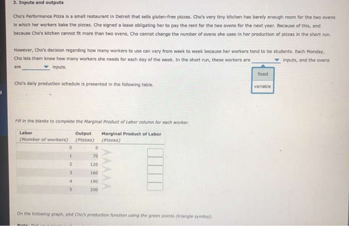 Solved 2. Inputs and outputs Cho's Performance Pizza is a | Chegg.com