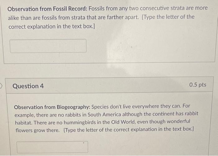 Solved Observation from Fossil Record: Fossil animals look | Chegg.com