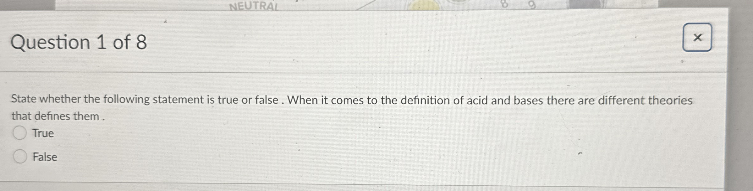 High Quality SOLUTION Question 1 ﻿of 8State whether the following statement | Chegg.com