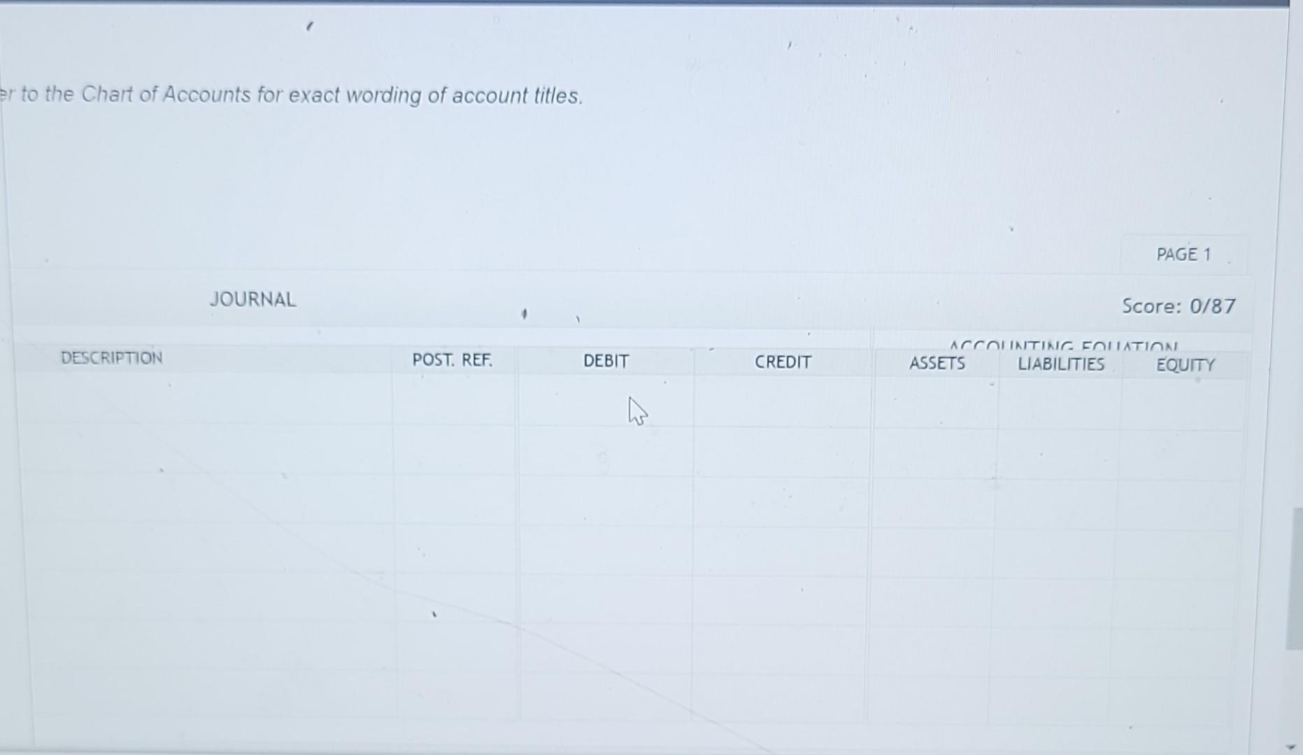 Solved to the Chart of Accounts for exact wording of account | Chegg.com
