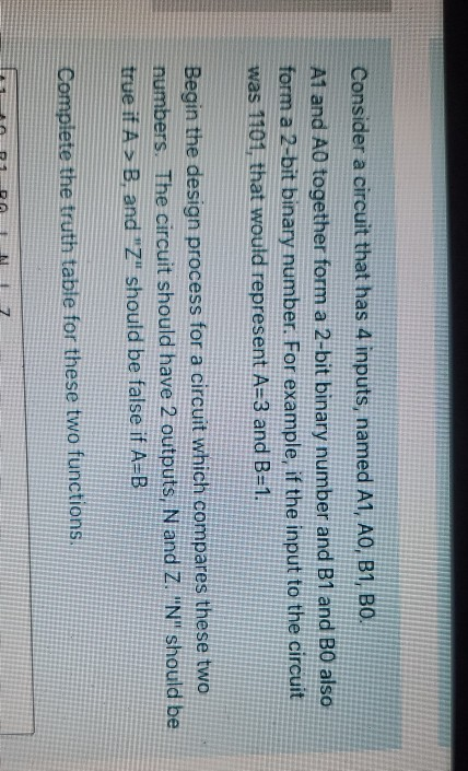 Solved Consider a circuit that has 4 inputs, named A1, AO, | Chegg.com