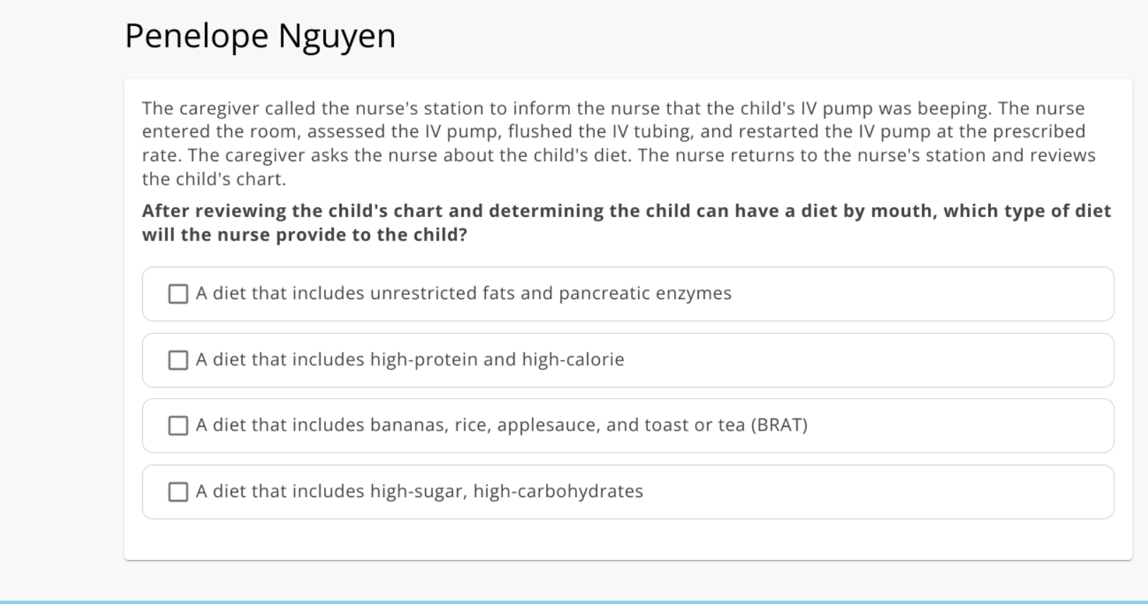 Solved Penelope NguyenThe caregiver called the nurse's | Chegg.com