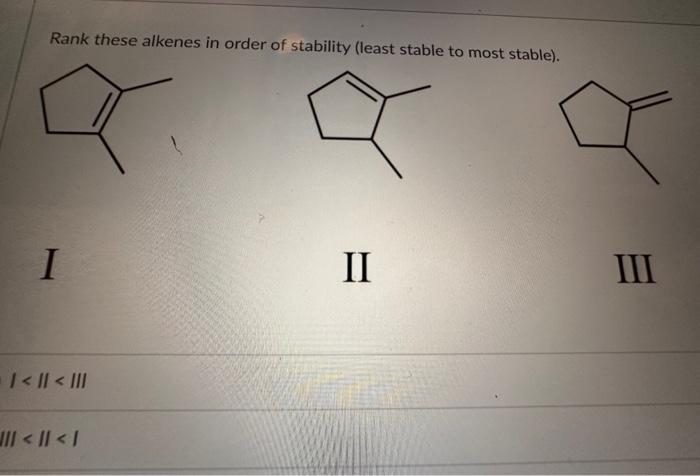 Solved Rank these alkenes in order of stability (least | Chegg.com