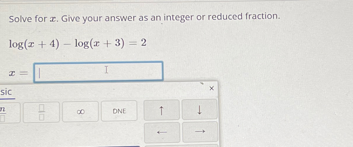 Solved Solve for x. ﻿Give your answer as an integer or | Chegg.com