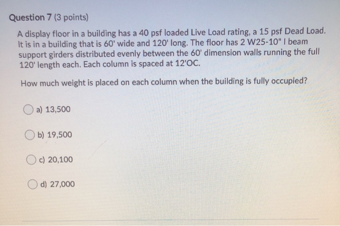 Question 5 (1 point) Situation: A 3-ply beam weighing | Chegg.com