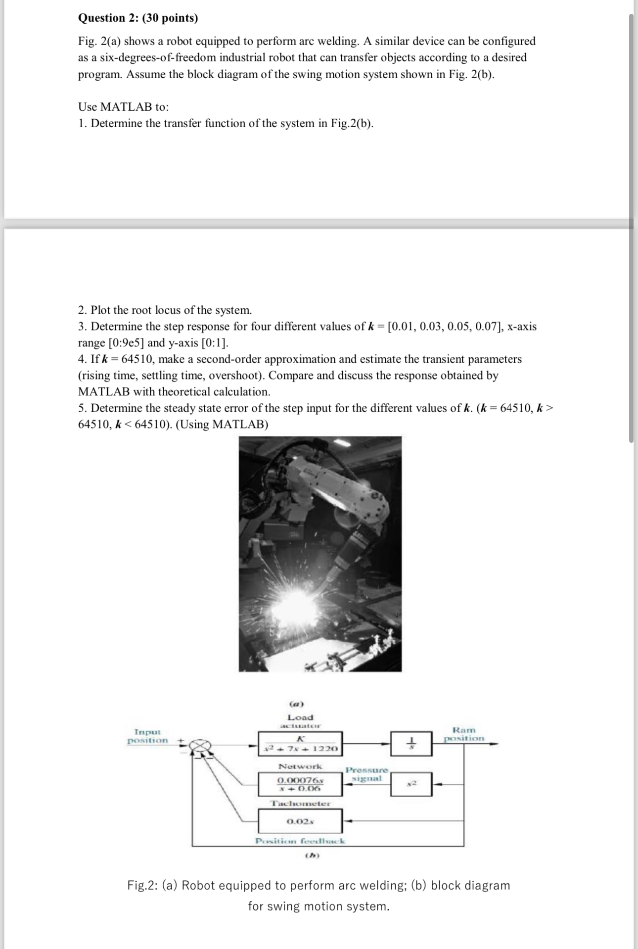 Solved Question 2: (30 ﻿points)Fig. 2(a) ﻿shows a robot | Chegg.com