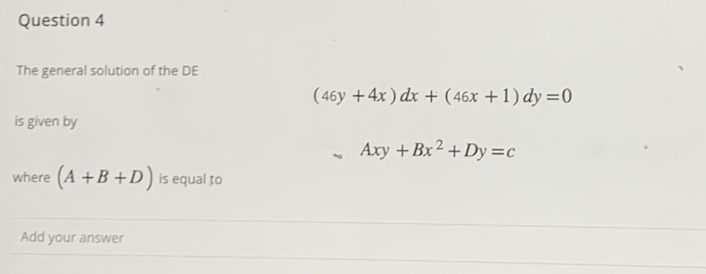 How to solve Question 4The general solution of the | Chegg.com