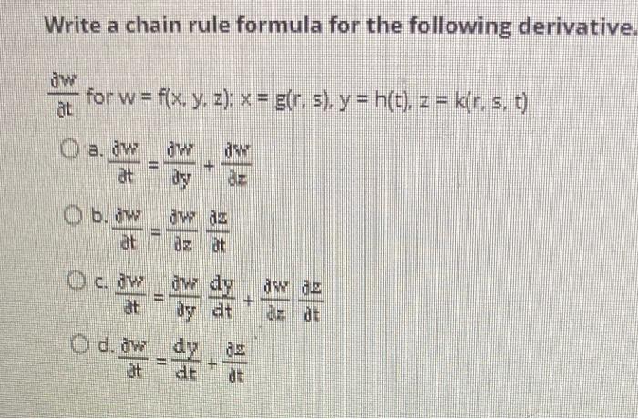 Solved Write a chain rule formula for the following | Chegg.com