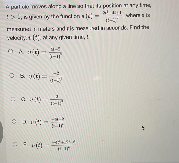 Solved A particle moves along a line so that its position at | Chegg.com