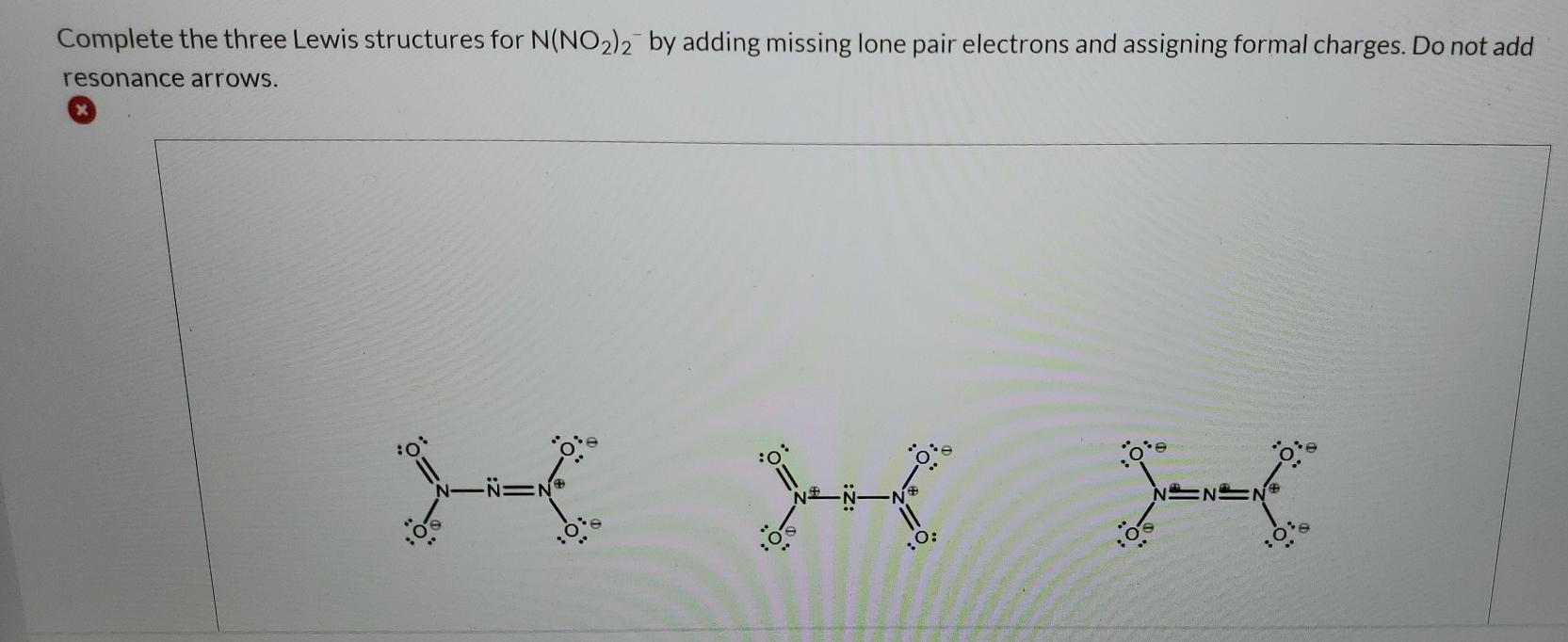 Solved The dinitramide anion [N(NO2)2 ] was first isolated | Chegg.com