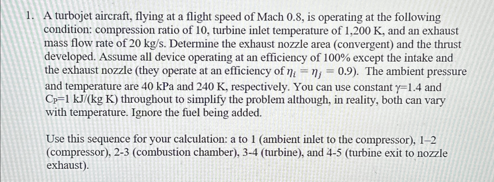 Solved A turbojet aircraft, flying at a flight speed of Mach | Chegg.com