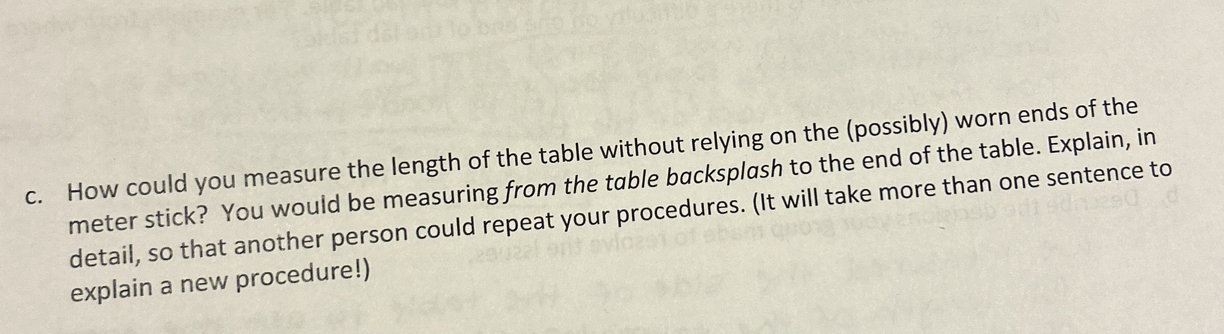 Solved c. ﻿How could you measure the length of the table | Chegg.com