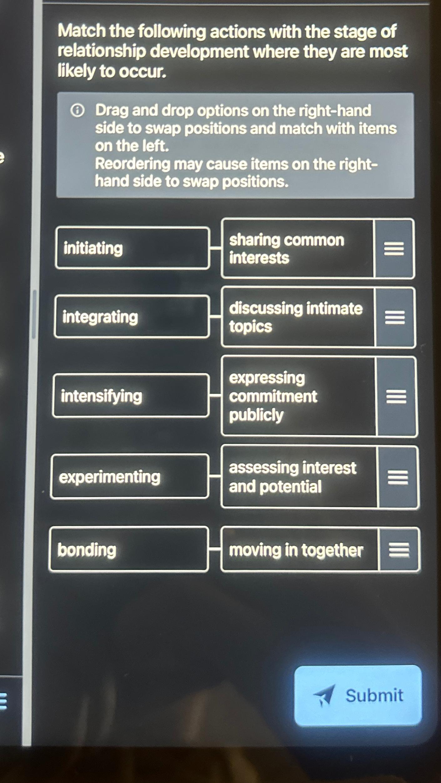 Solved Match the following actions with the stage of | Chegg.com