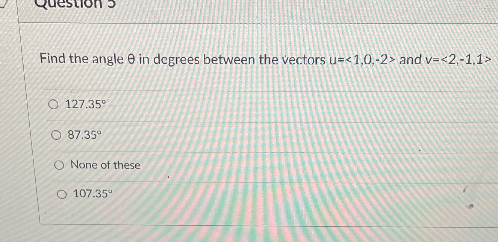 Solved Find the angle θ ﻿in degrees between the vectors | Chegg.com