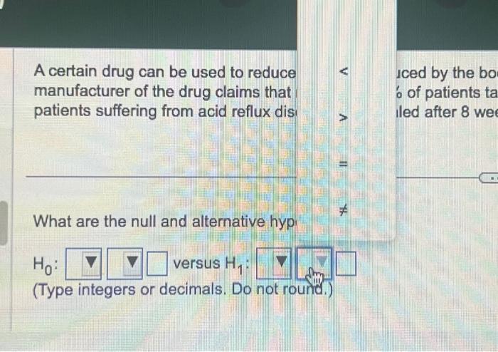 Solved first dropdown ( , =, ≠)second dropdown (greater | Chegg.com