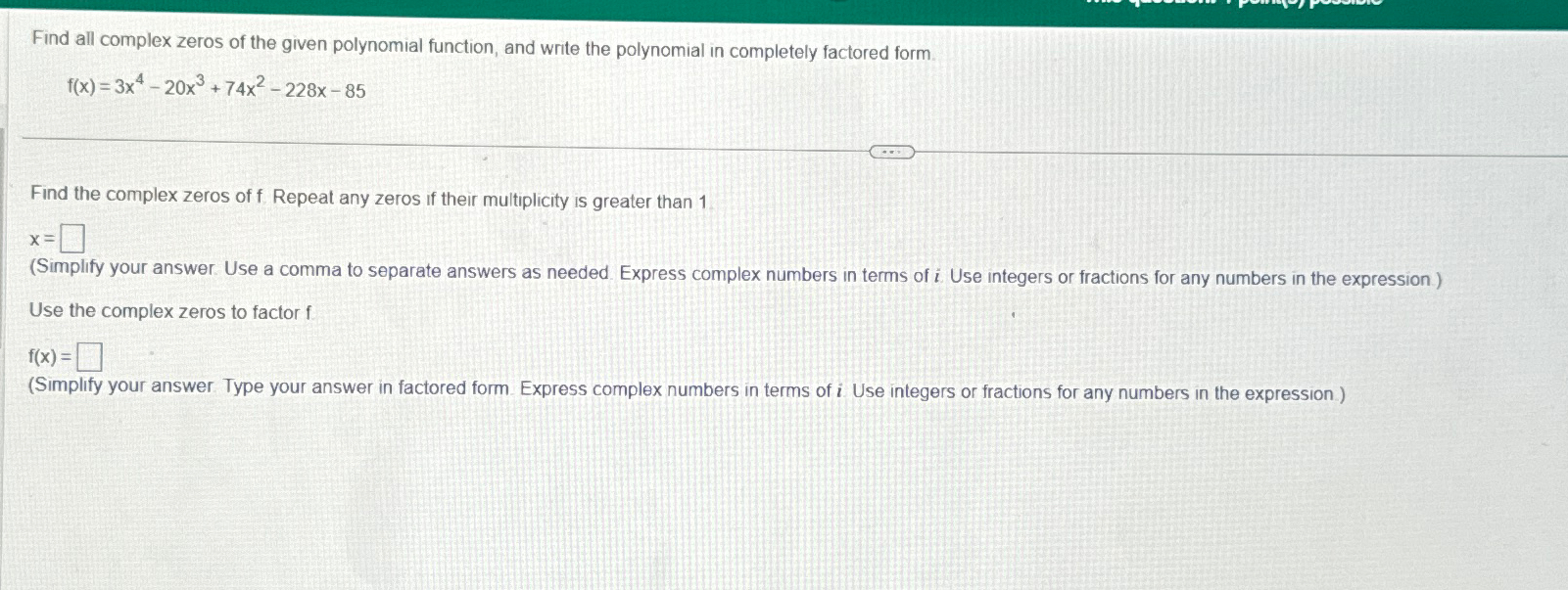 Solved Find all complex zeros of the given polynomial | Chegg.com