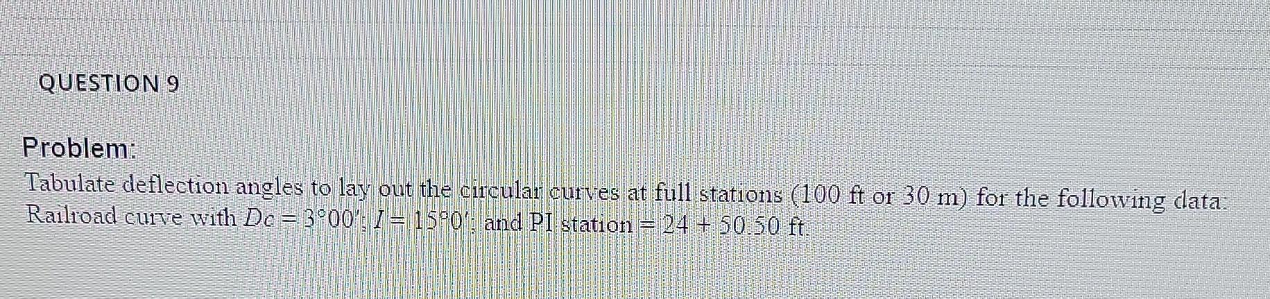 Solved Problem: Tabulate deflection angles to lay out the | Chegg.com