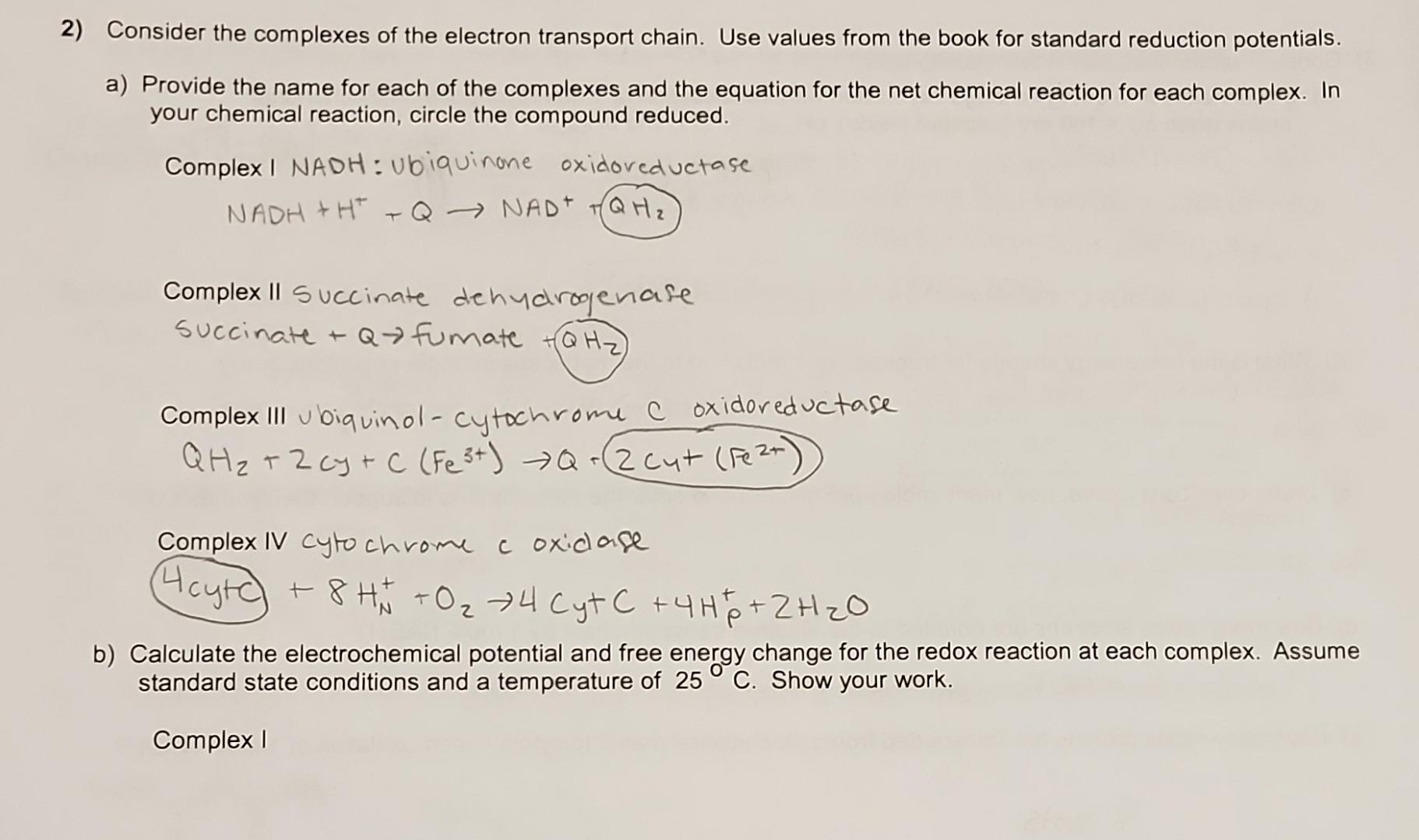Consider the complexes of the electron transport | Chegg.com
