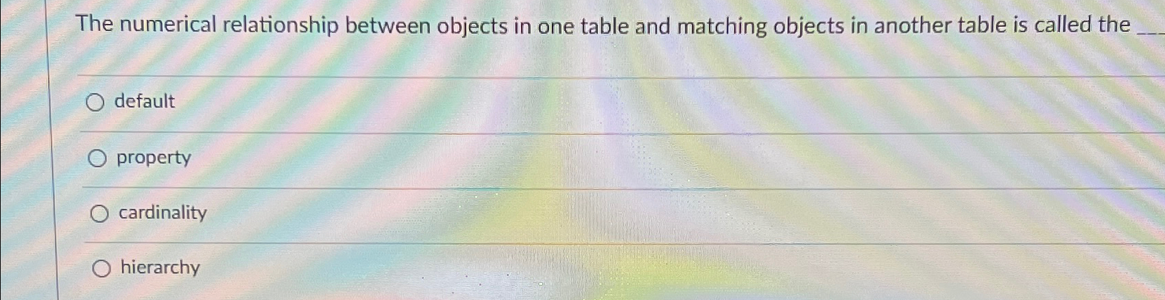 Solved The numerical relationship between objects in one | Chegg.com