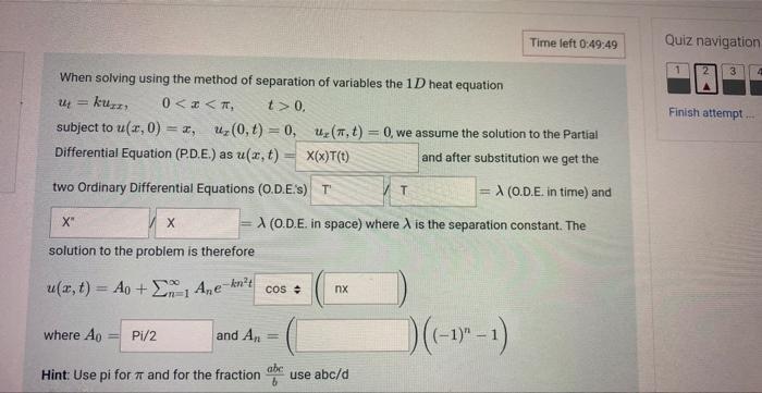 Solved When solving using the method of separation of | Chegg.com