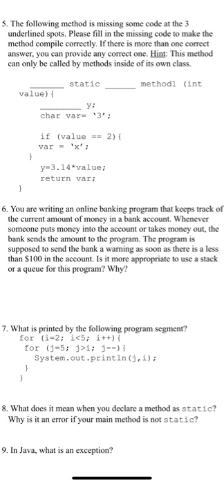 Solved Java 1. Is a queue a LIFO (Last In First Out) type of | Chegg.com