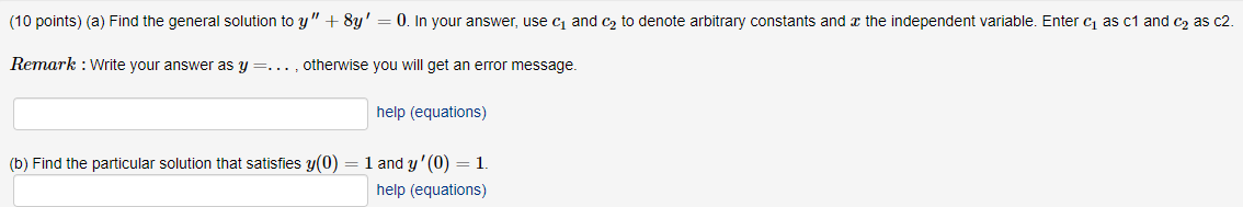 Solved (10 ﻿points) (a) ﻿Find the general solution to | Chegg.com