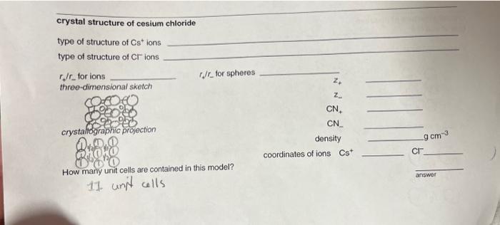 Solved type of structure of Cs4 ions type of structure of | Chegg.com