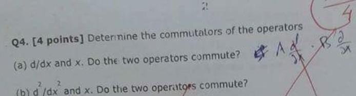 Solved 2 Q4. [4 points] Determine the commutators of the | Chegg.com