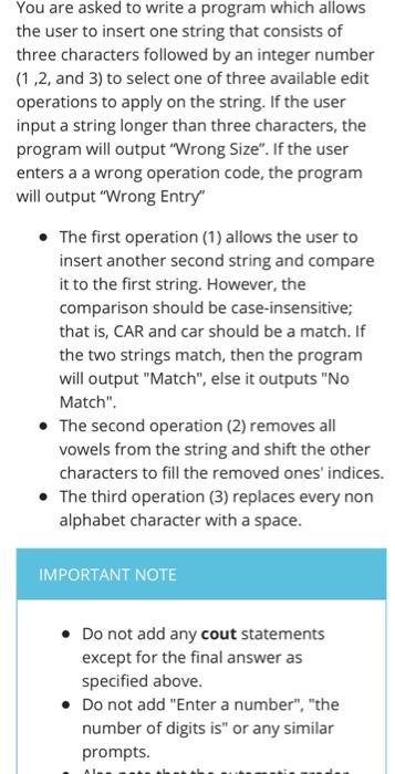 Solved You are asked to write a program which allows the | Chegg.com