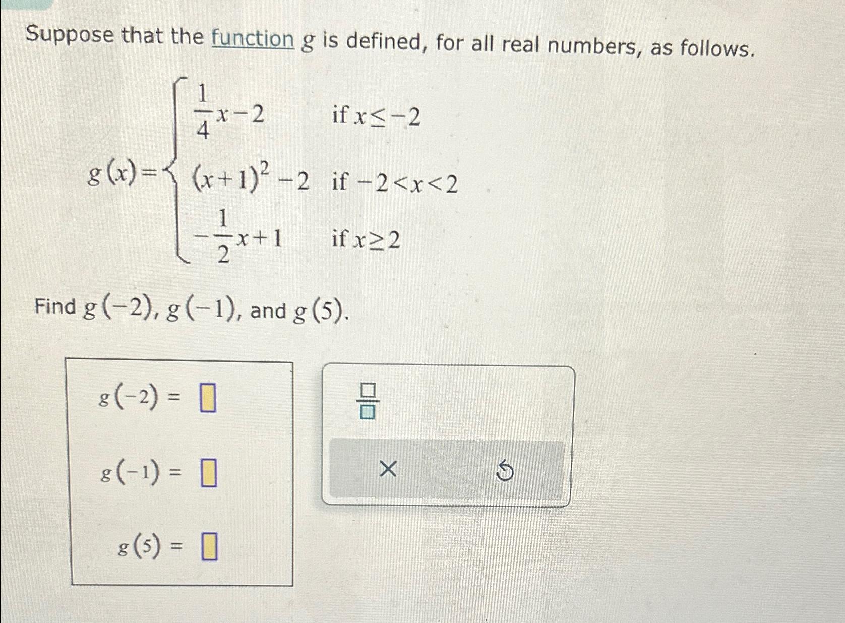Solved Suppose that the function g ﻿is defined, for all real | Chegg.com