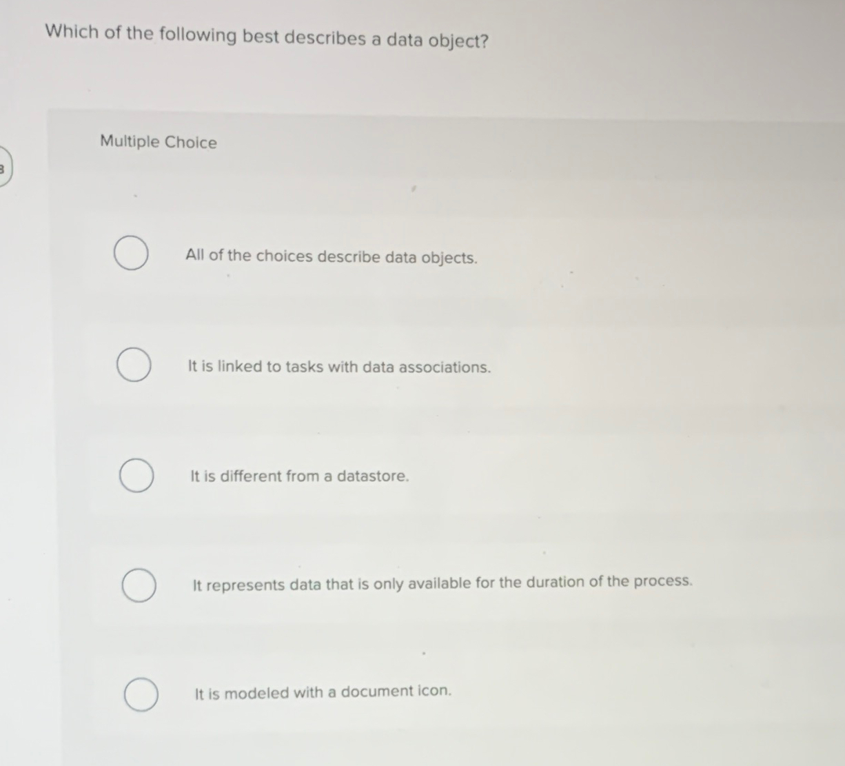 Solved Which of the following best describes a data | Chegg.com