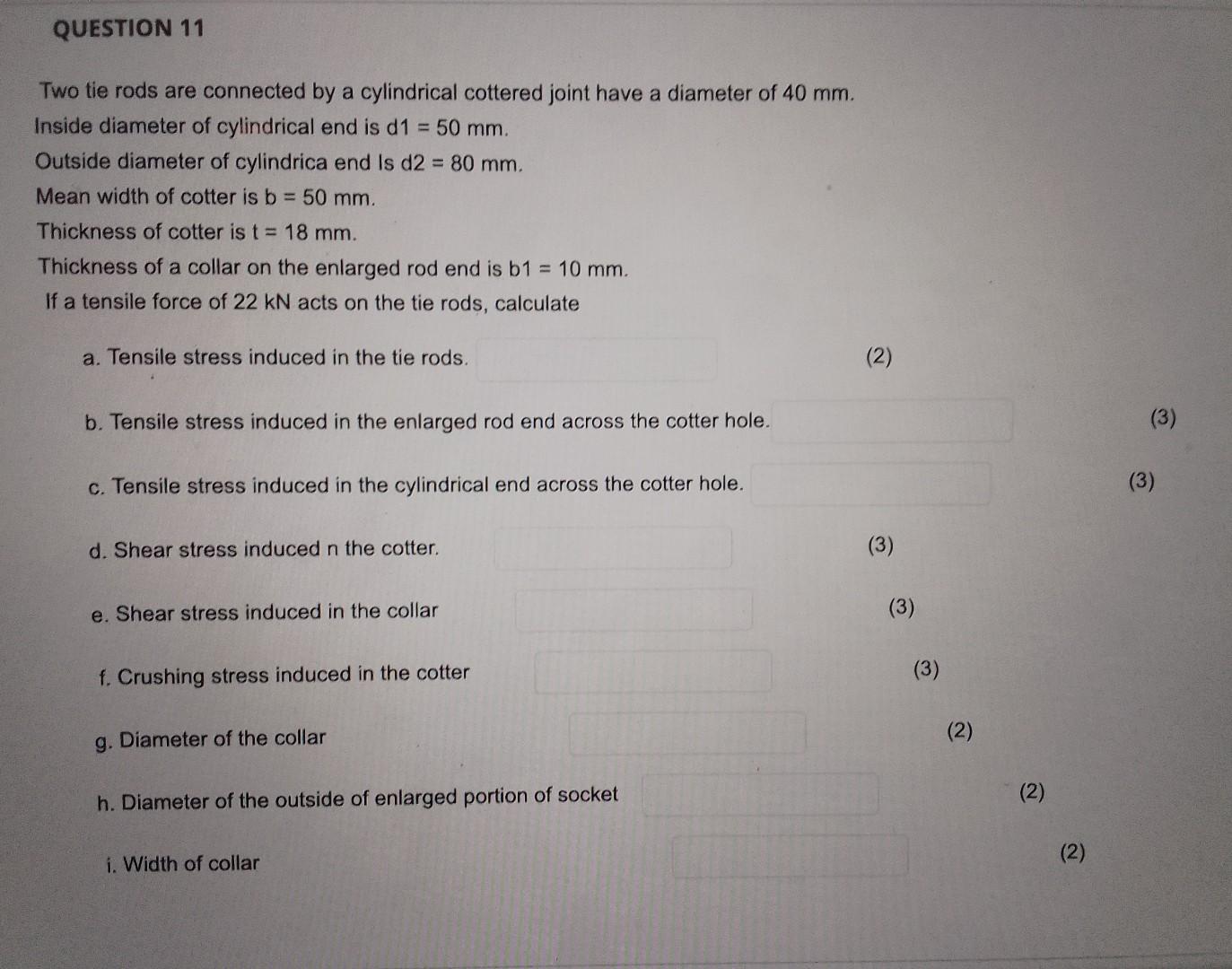 Solved Two tie rods are connected by a cylindrical cottered | Chegg.com