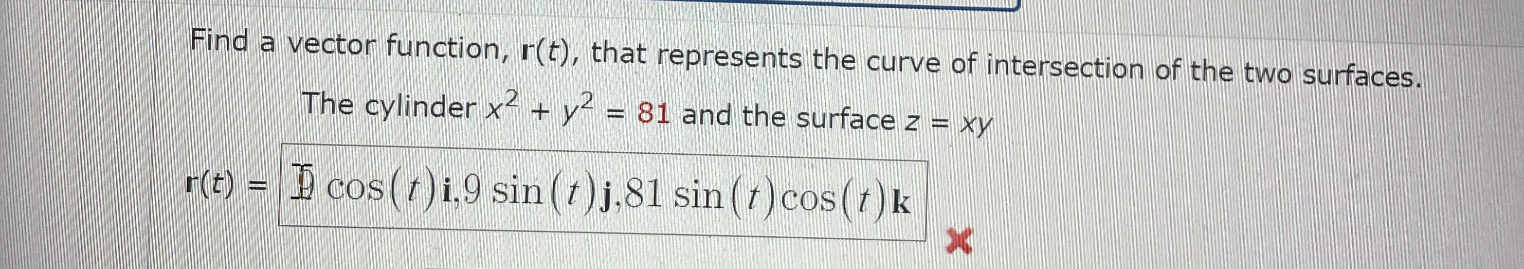 Solved Find a vector function, r(t), ﻿that represents the | Chegg.com