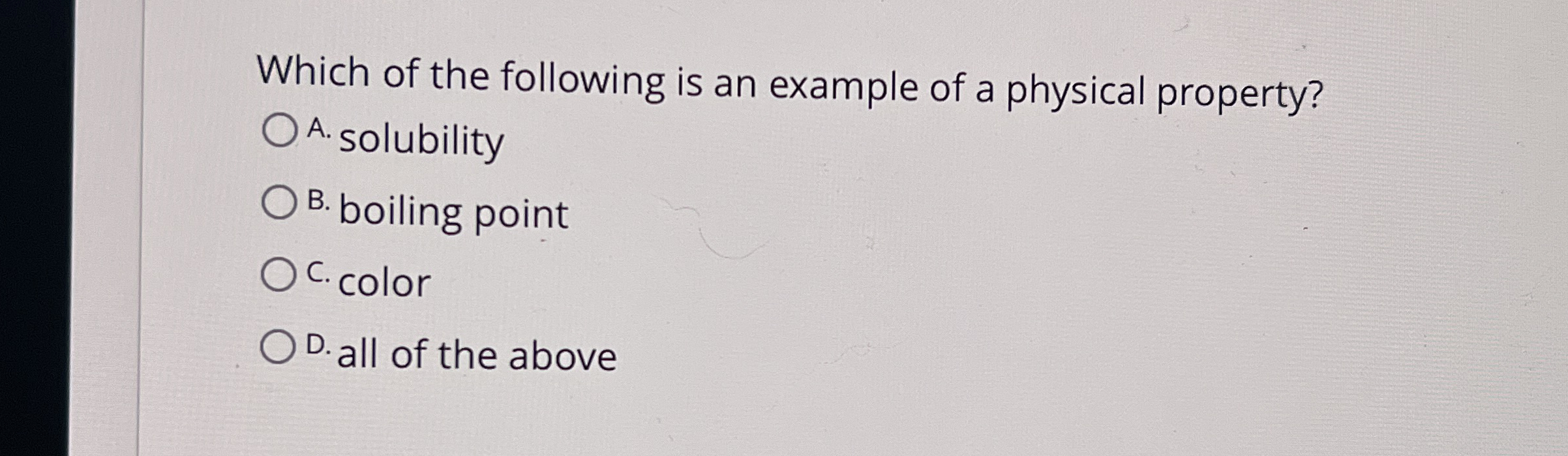 Solved Which of the following is an example of a physical | Chegg.com
